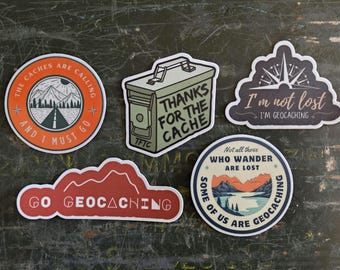 25/50 Vinyl Geocaching Stickers, Die Cut Decal Set, Waterproof Reusable ...