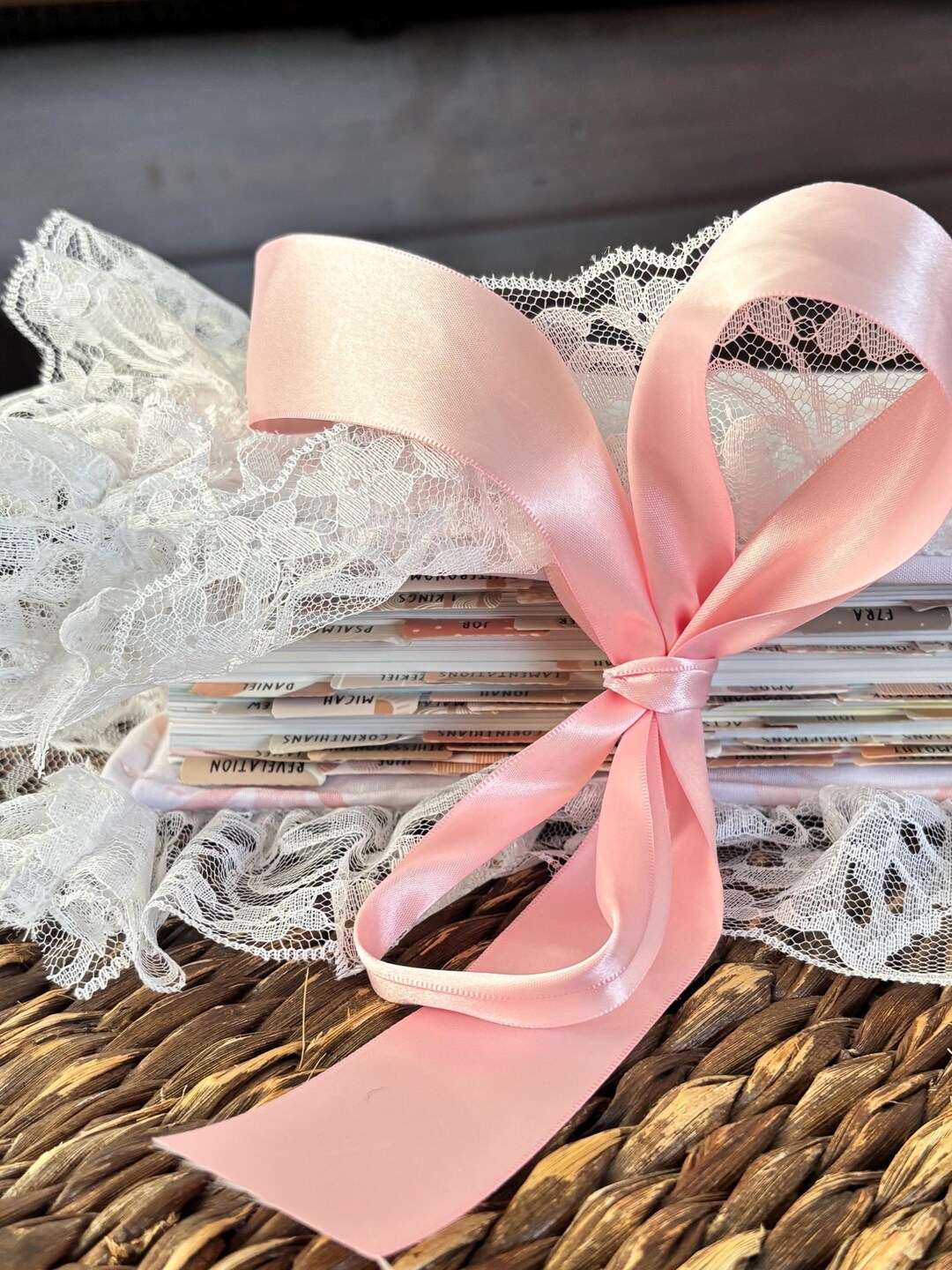 Frilly Bible Cover, Shabby Chic Pink Ribbon & Lace Scripture Case - Etsy