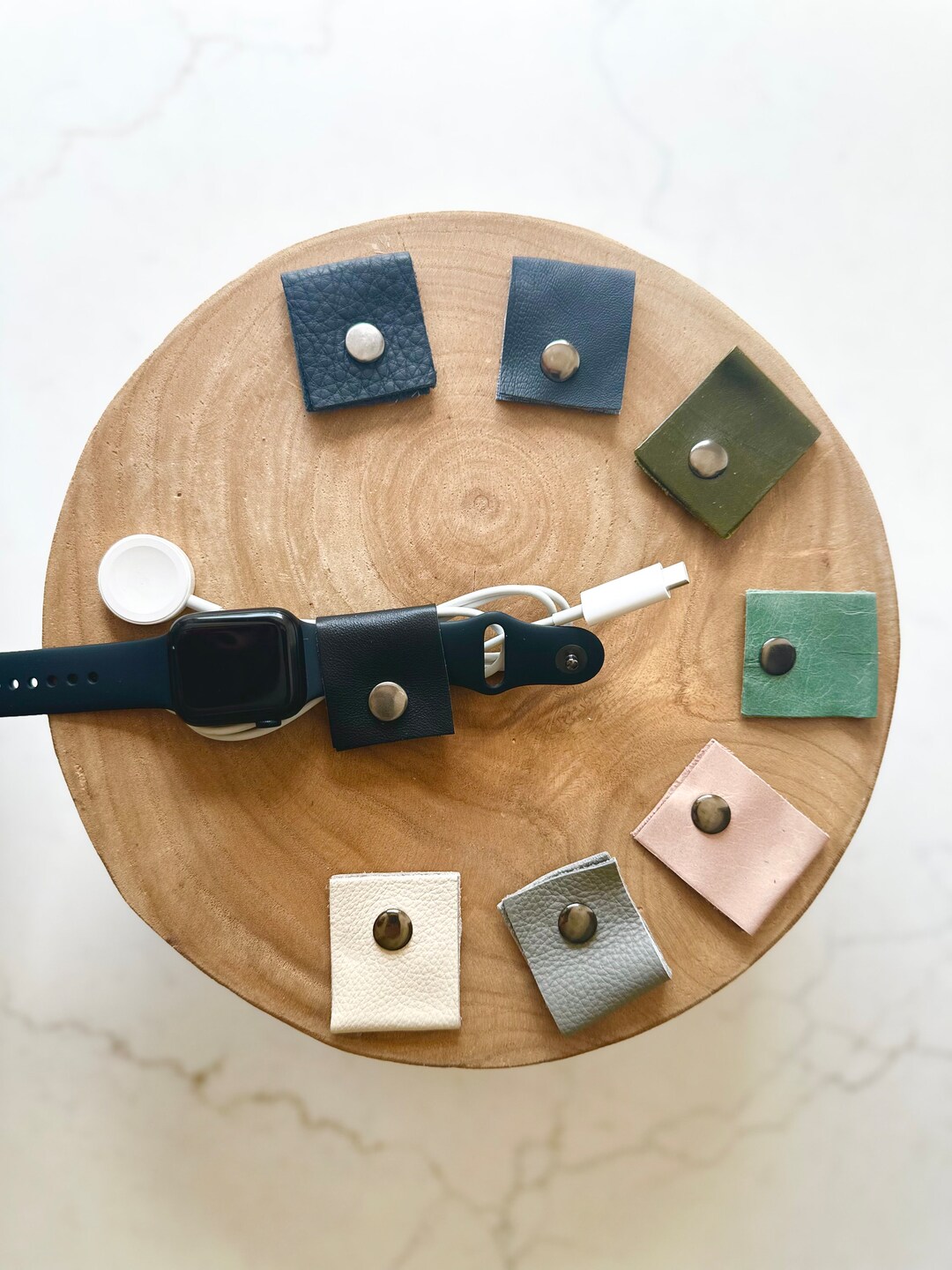 Matte Black Small Leather Cord Wrap - Electronic Accessory - Charging ...