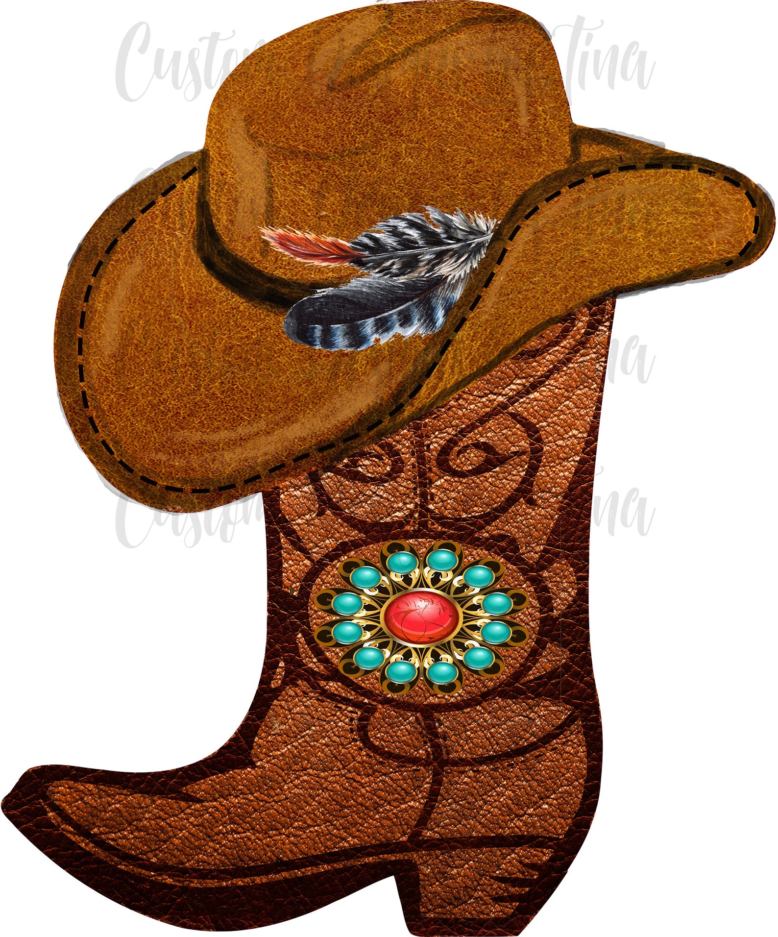 2 Designs Cowboy Boots and Hats With Space for Monogram. - Etsy