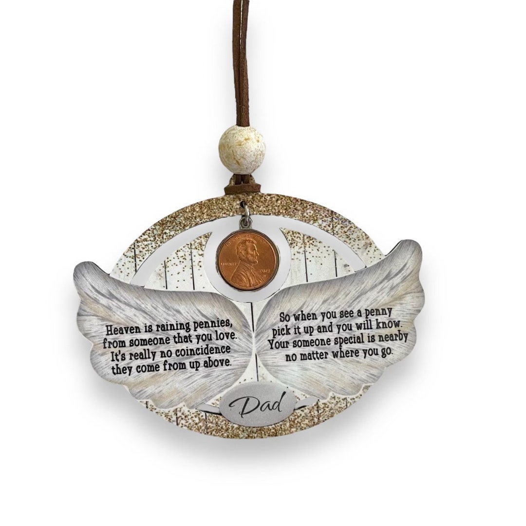 Find a Penny Think of a Loved One Keepsake Penny Angel Winged Ornament ...
