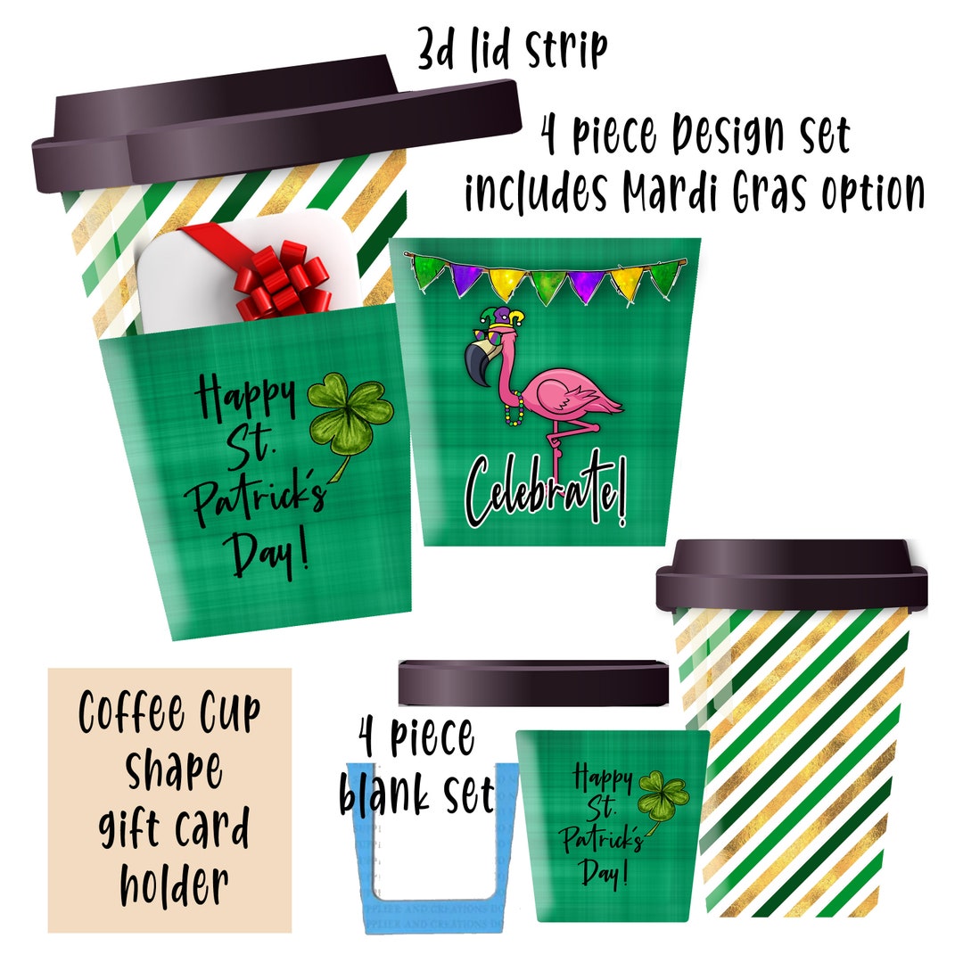 Coffee Cup Shape 4 Piece Gift Card Holder Add Name Instant Download ...