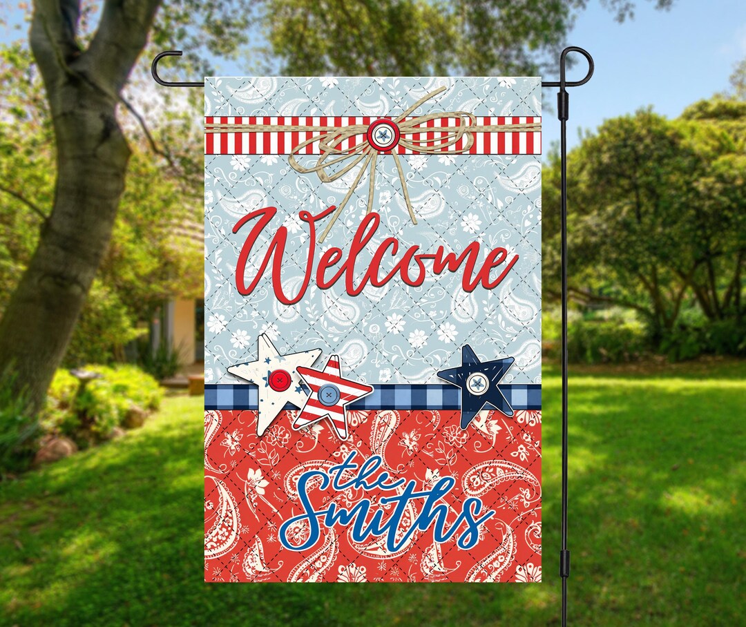 Cute Red White and Blue Garden Flag Comes Blank 4th of July Patriotic ...