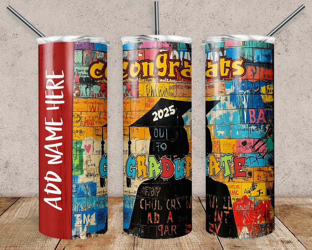 Brick Wall Graffiti Colored Graduation Tumbler Blank Year Instant ...