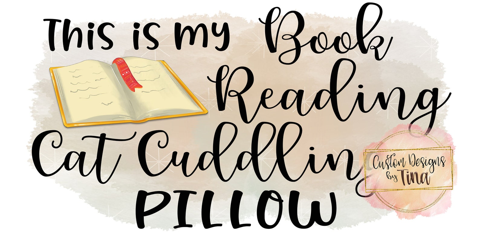 Book Reading Cat Cuddling Design Comes With Full Pillow, Pocket Pillow ...