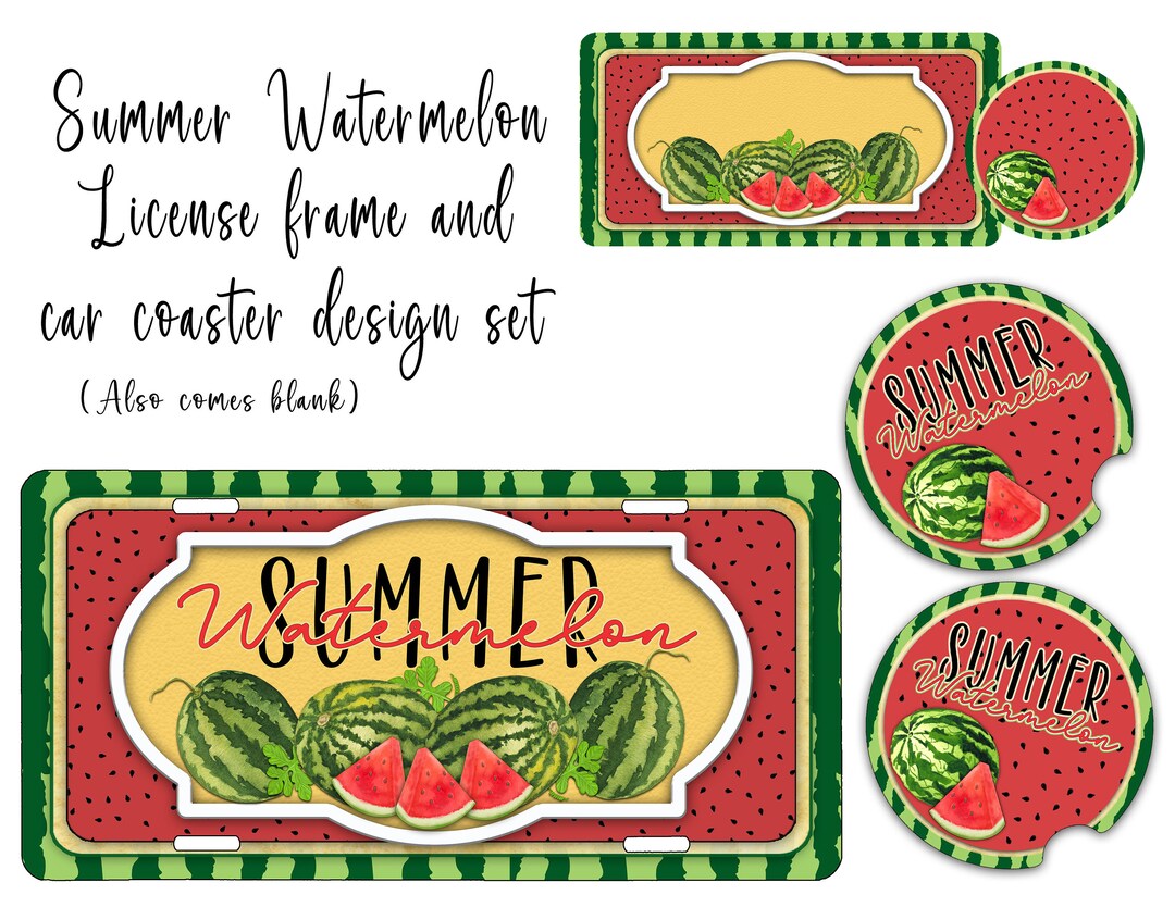 Summer Watermelon License Plate & Coaster Instant Download Digital ...