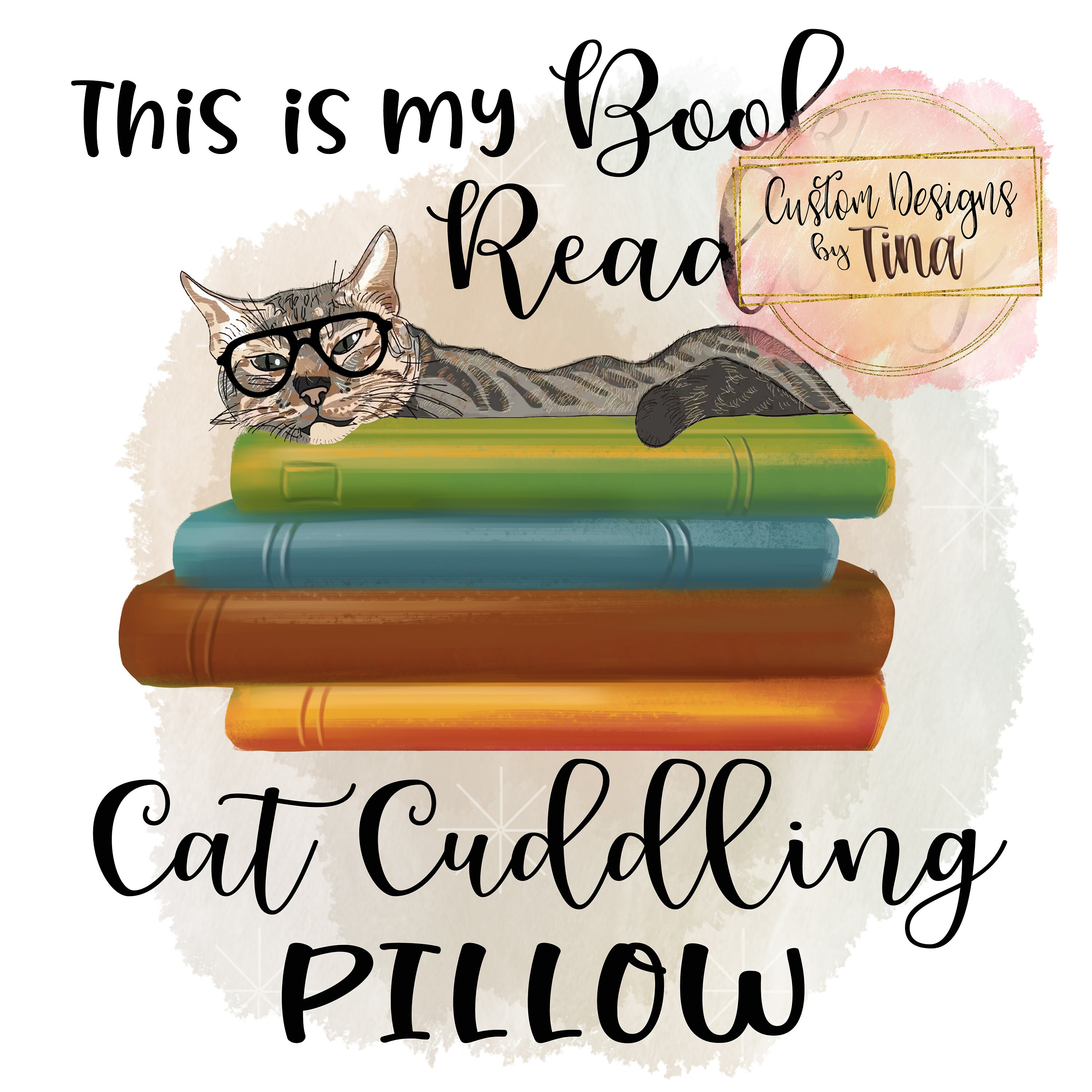 Book Reading Cat Cuddling Design Comes With Full Pillow, Pocket Pillow ...