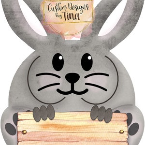 Straight Ear Bunny Facing Forward Holding Sign for Name Instant ...