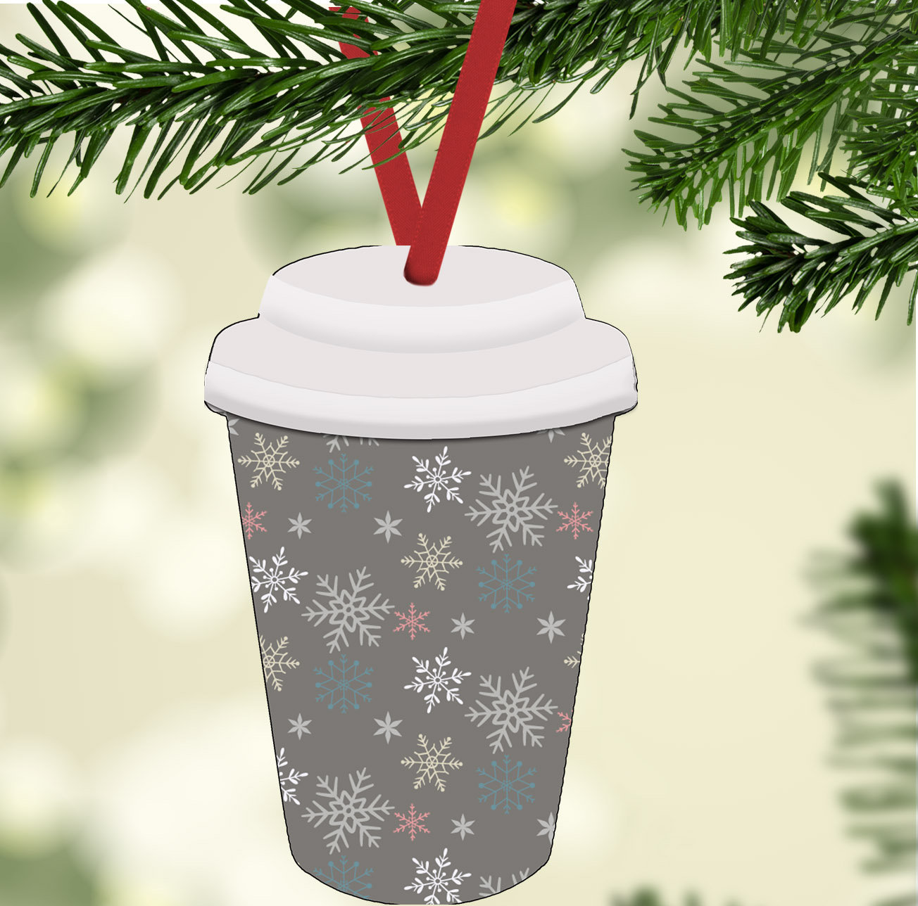 3 Design Options Latte coffee Cup Ornament Instant Download - Etsy