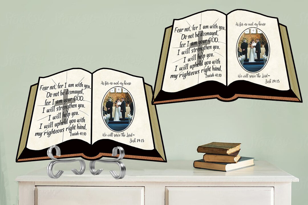 Open Book With Oval Transparent Photo Frame and Blank Page to ...