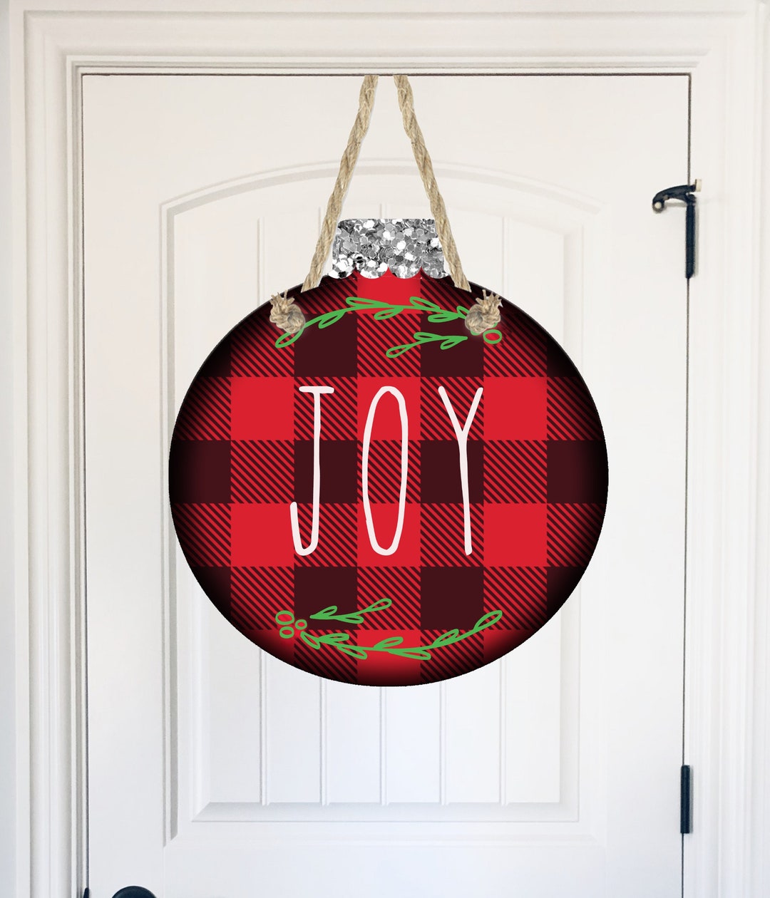 Joy Skinny Words Inspired Buffalo Plaid Digital Design Hardboard ...