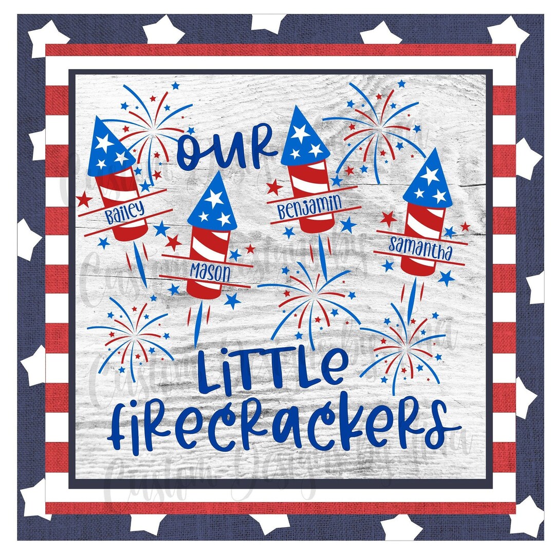 Our Little Firecrackers Square Design With 2, 3 and 4 Firework Spots ...
