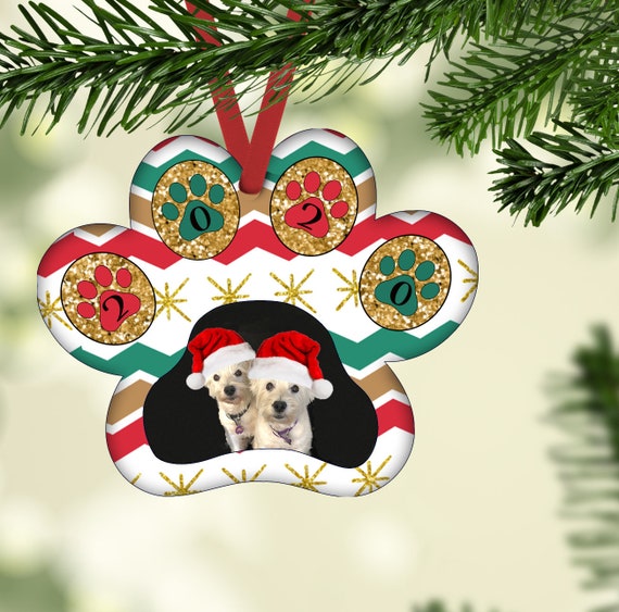 Cute Christmas Dog Paw With Transparent Photo Frame and Santa | Etsy