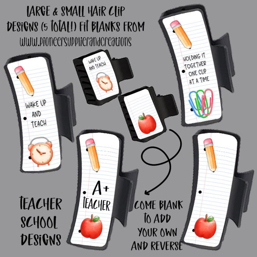 Bundle of 5 School Designs for Small and Lg. Hair Clips Instant ...