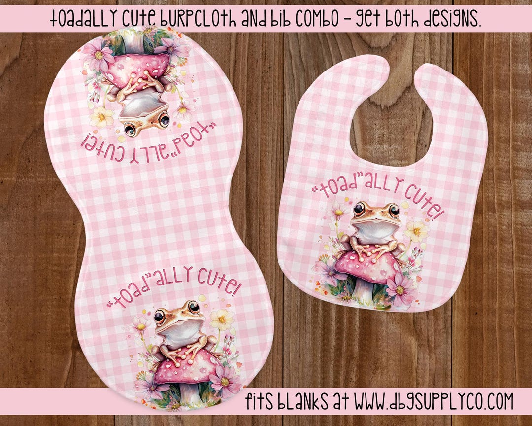 Toad-ally Cute Baby Burp Cloth and Bib Get Both Designs Instant ...