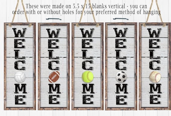 Welcome Sports Vertical Sign Includes Football Baseball | Etsy
