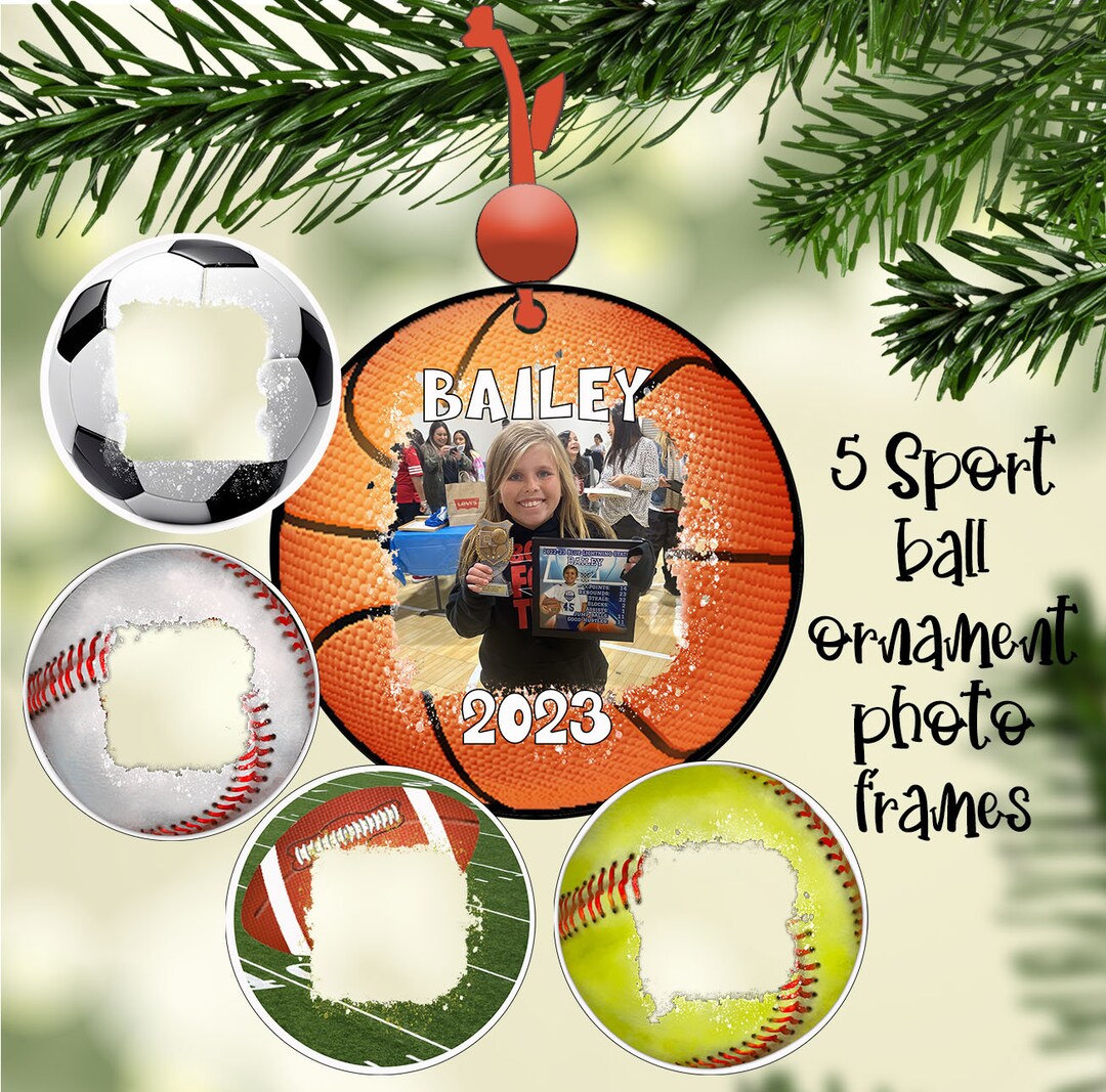 Photo Sports Ornament Fits Any Round Add Photo Choice of 5 Sport Frames ...