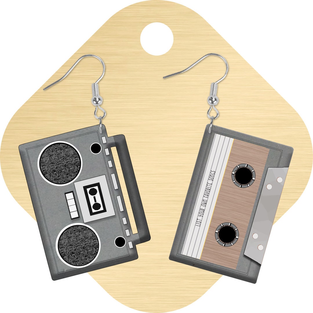 Throwback Boom Box and Cassette Tape Earring Set - Instant Download ...