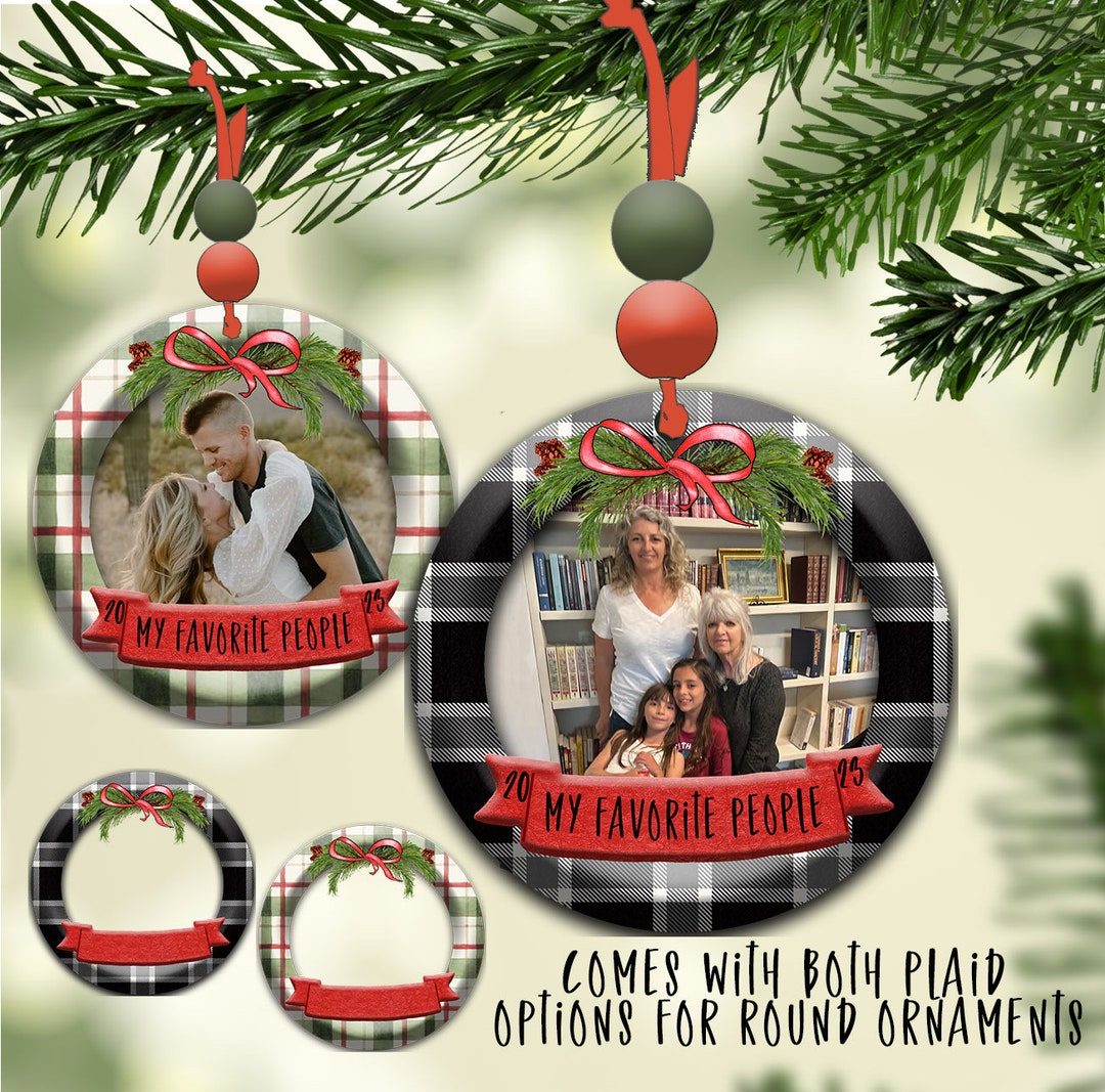 Photo Ornament Fits Any Round Add Photo Choice of 2 Plaid Circle Frames ...