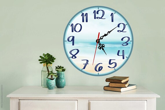 Calming Beach Clock Instant Download Digital Design Hardboard - Etsy