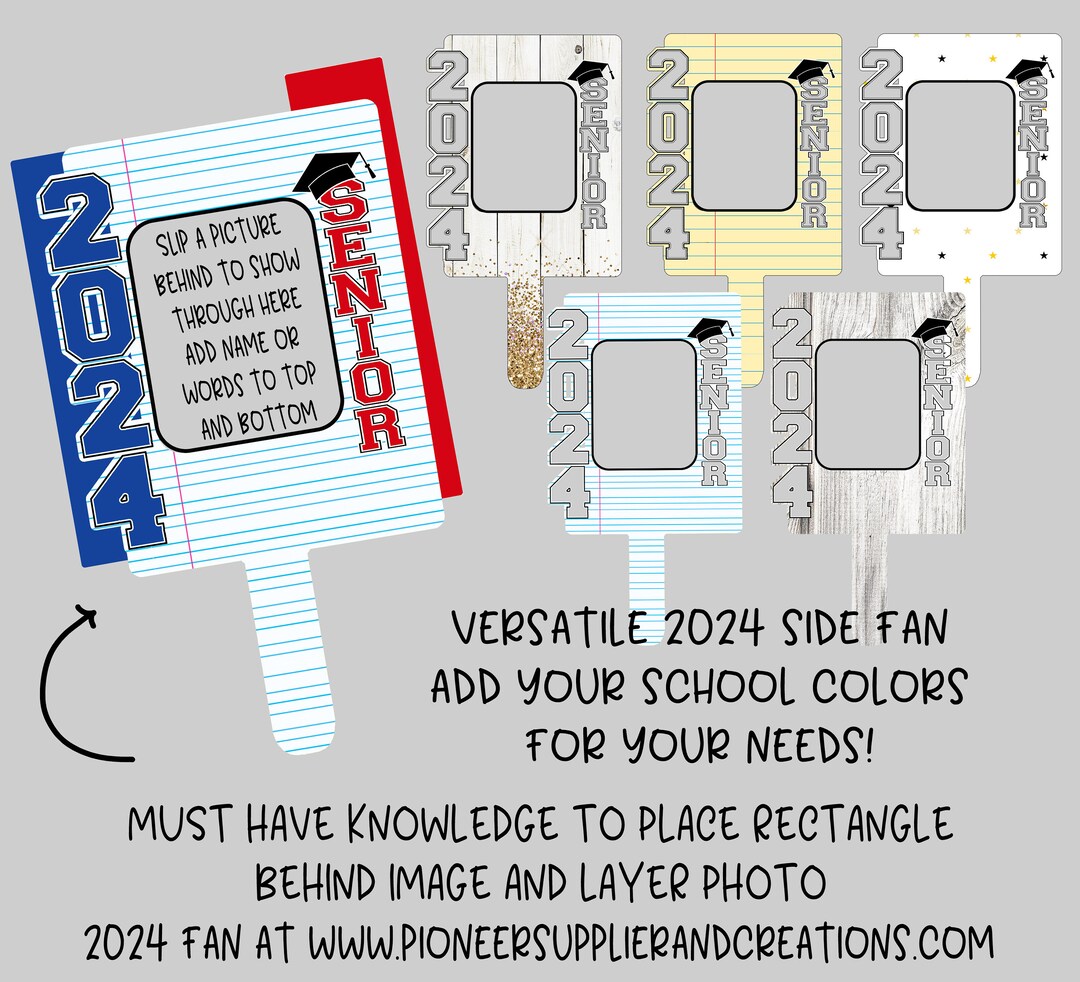 2024 Fan Graduation in 5 Styles Wood Paper Personalize Instant Download ...