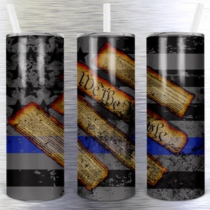 Constitution and Thin Blue Line in Light and Sepia With Grunge ...