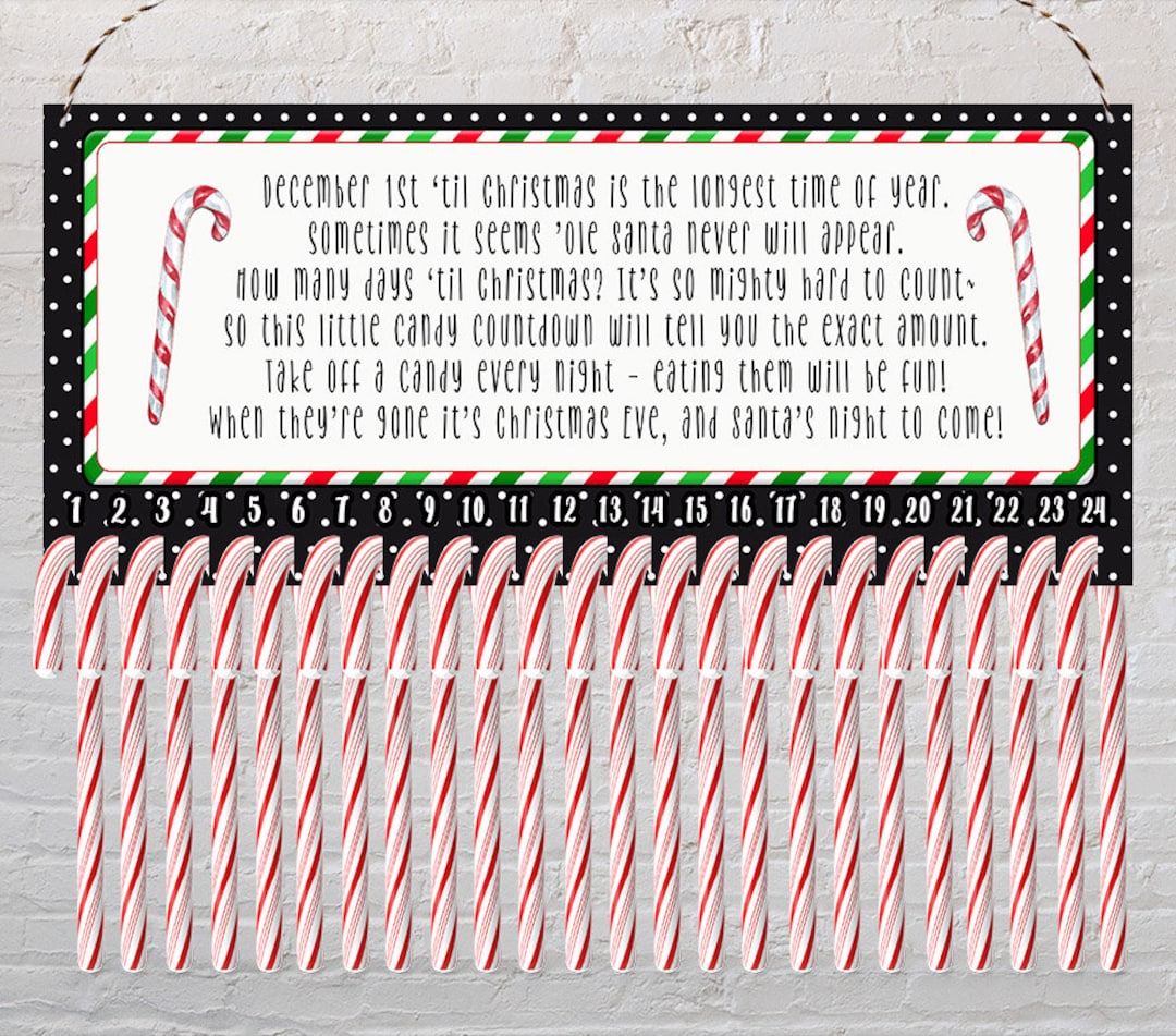Candy Cane Countdown Poem How Many Days Til Chrismtas Instant Download ...