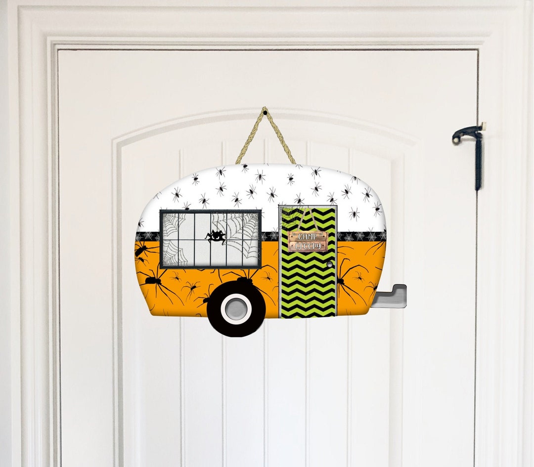 Camp Creepy Spider Halloween Camper Digital Design Hardboard ...