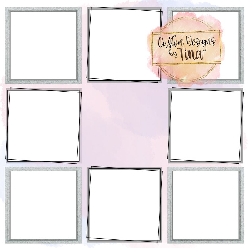 9 Squares 8 Frames for Photos Design for Pillows, Blankets, Ccmes With ...