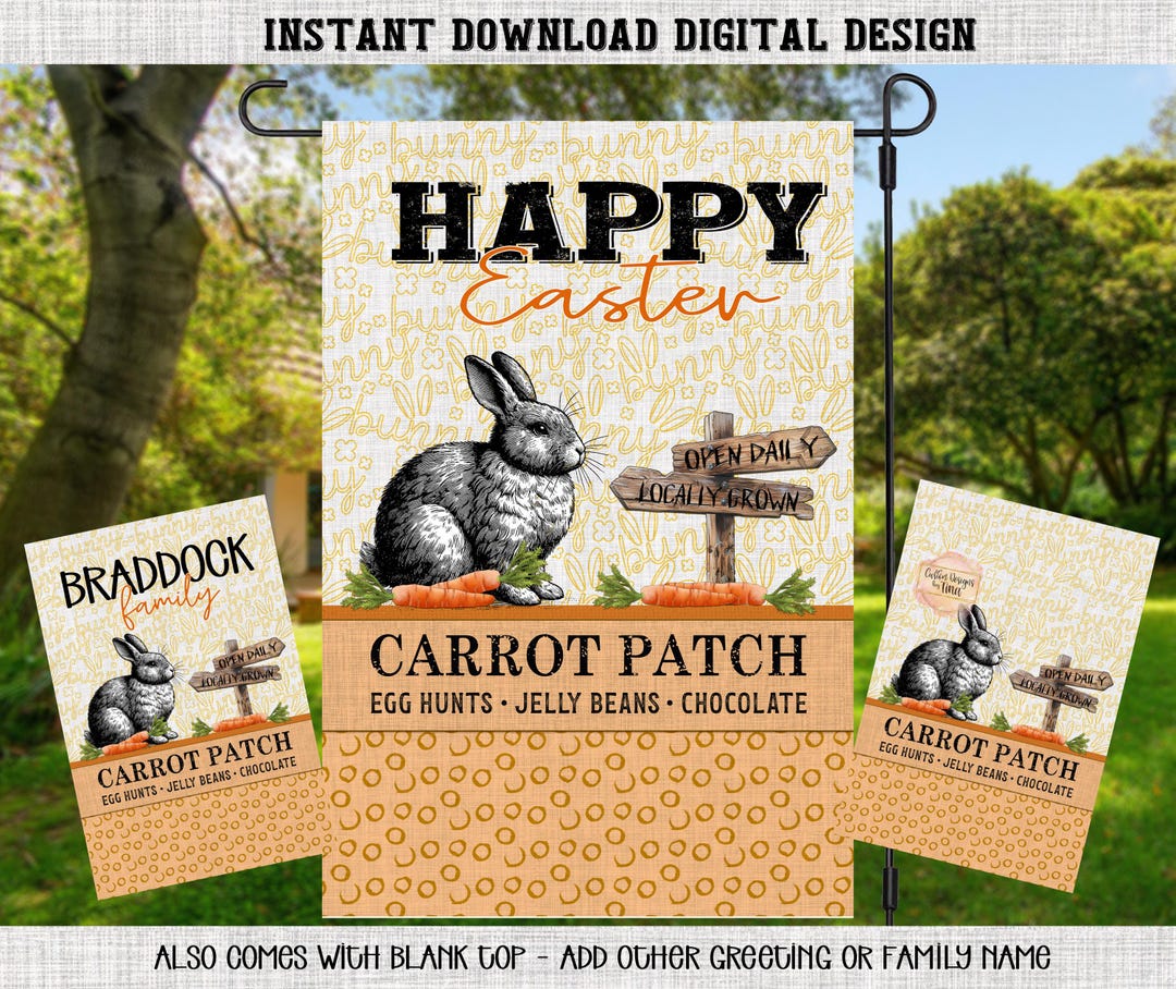 Carrot Patch Bunny Spring Easter Instant Download Digital Design for ...