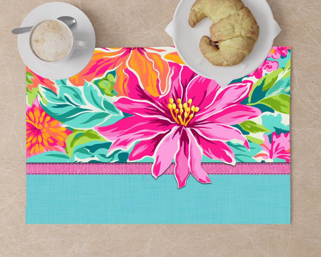Beautiful Bright Flower Fabric Texture Placemat or Cutting Board With ...