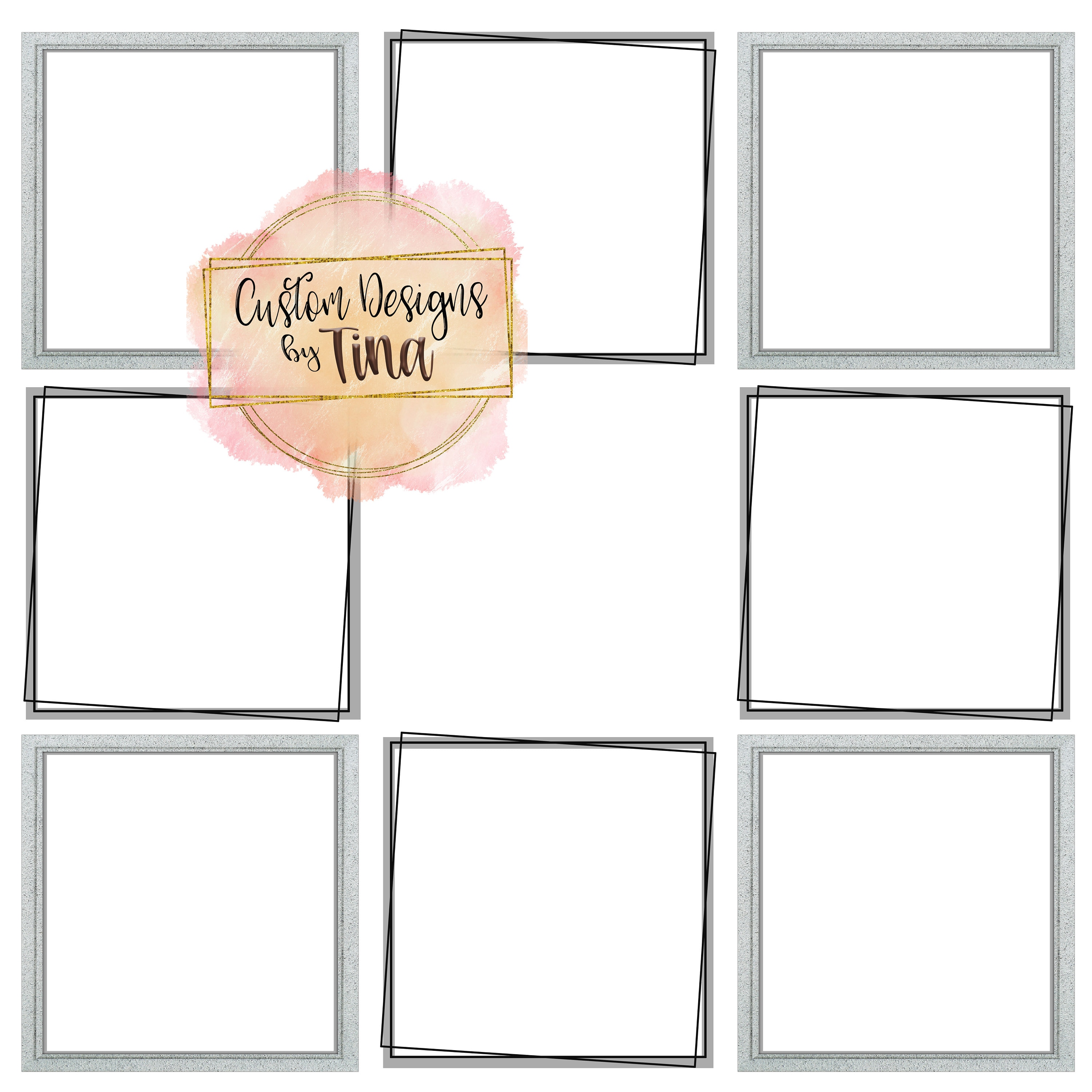 9 Squares 8 Frames for Photos Design for Pillows Blankets - Etsy