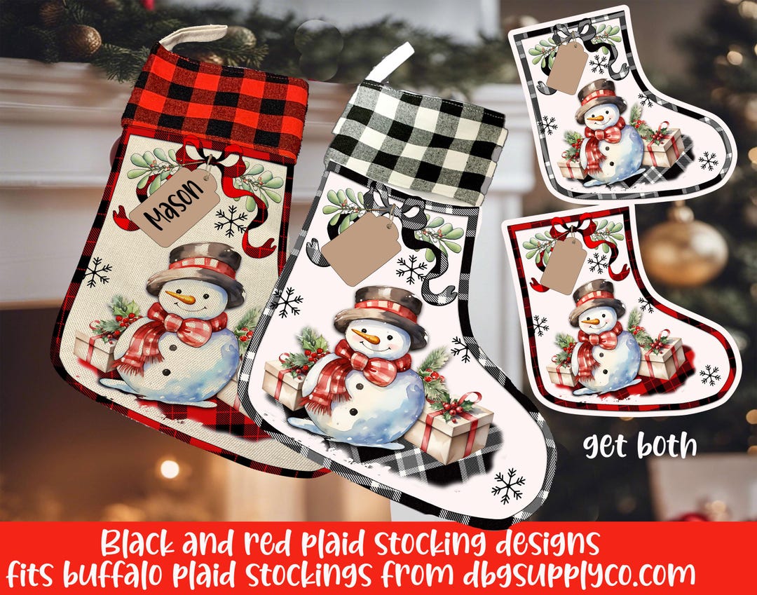 Buffalo Plaid Stocking Design for Red or Black Plaid Instant Download ...