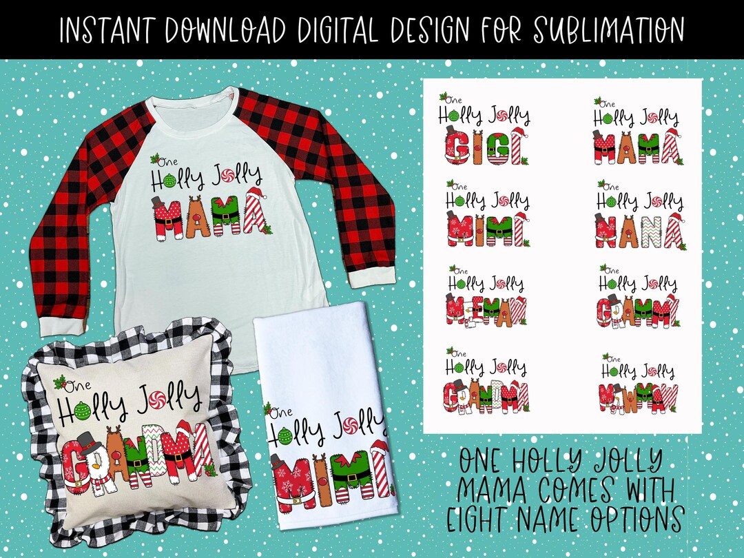 One Holly Jolly Mama 8 Names Holiday Design Transparent Perfect for ...