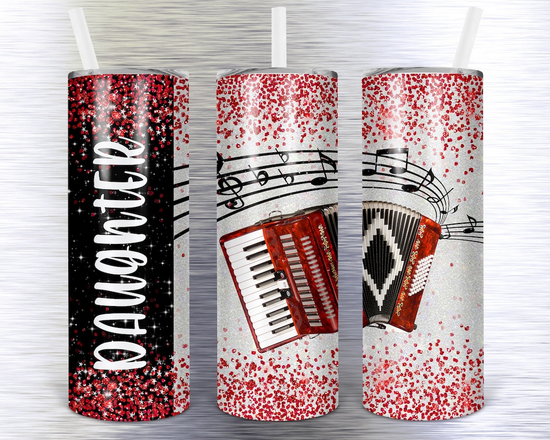 Red and Black Glitter Music Notes and Accordion Add Name Instant ...