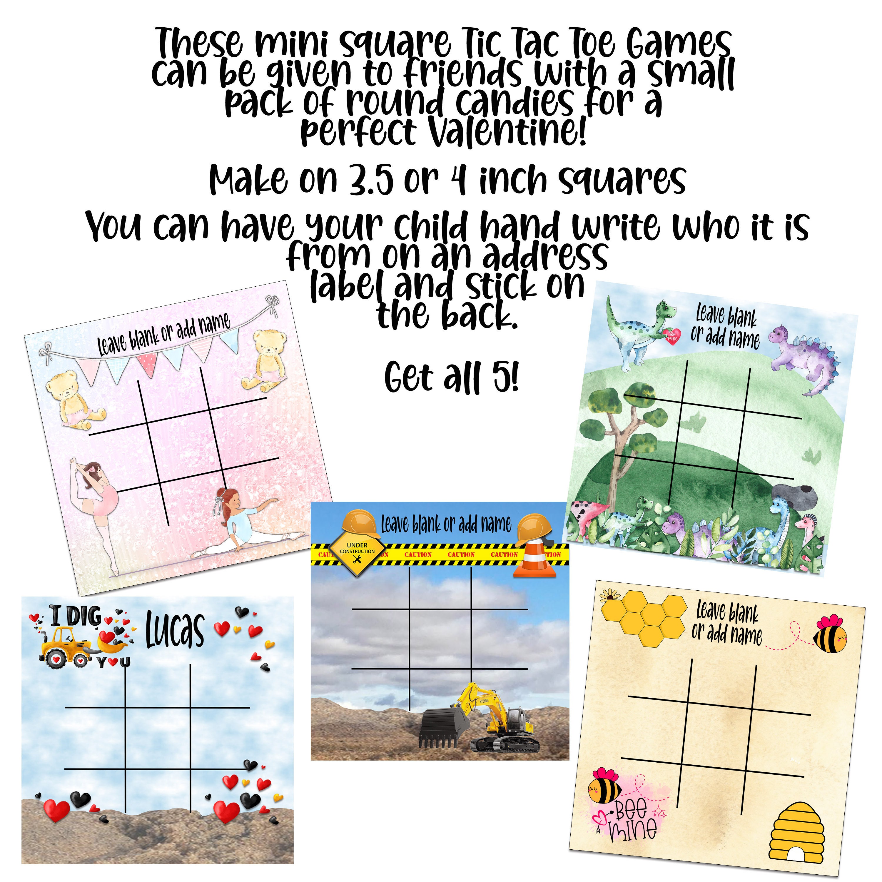 Cute Mini Tic Tac Toe Boards 5 Designs With Room to Add Name - Etsy