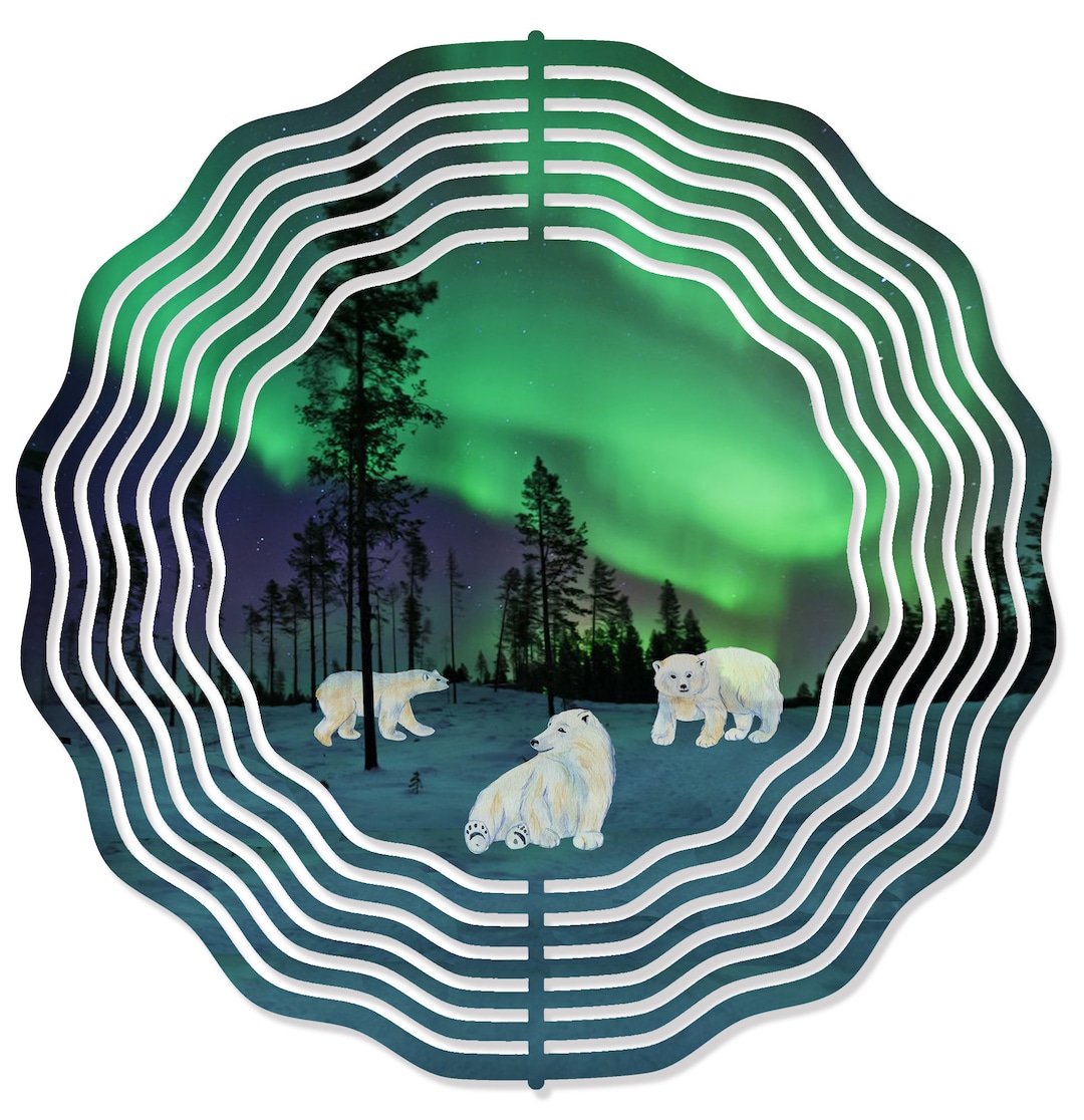 Northern Lights and Snow With Polar Bears for Wind Spinner Instant ...
