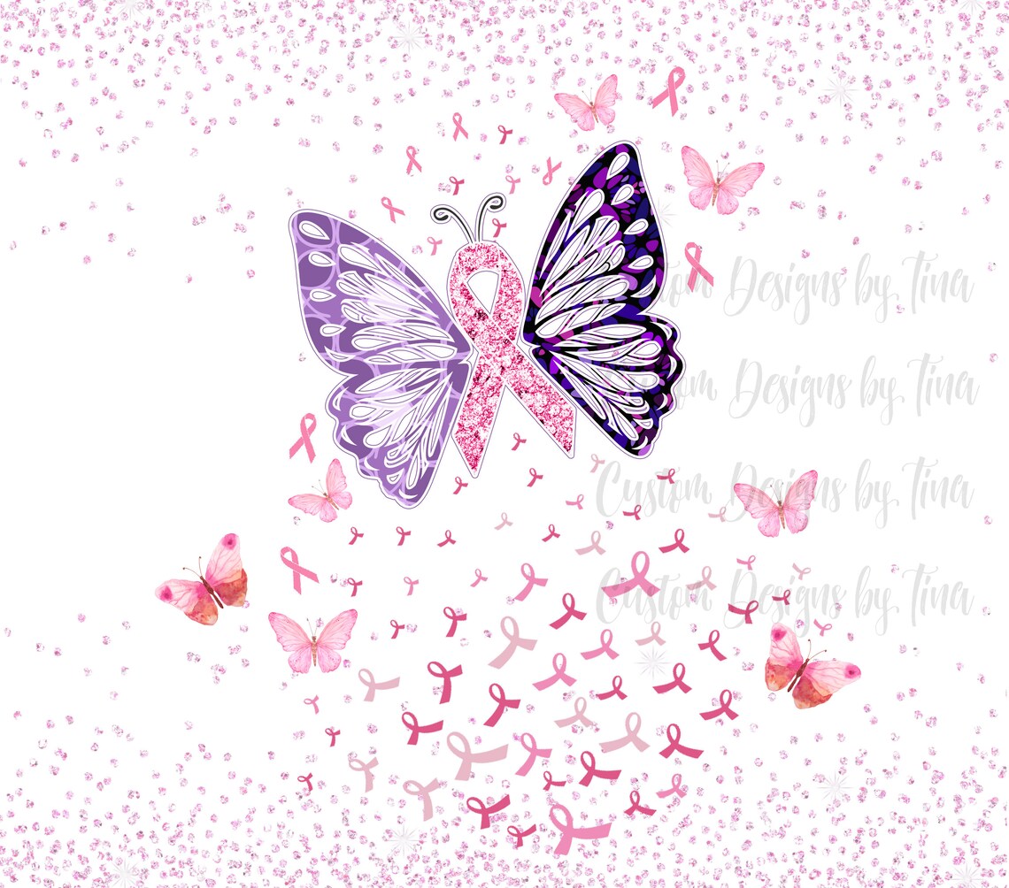 Butterflies and Breast Cancer Ribbons Room Enough to Add a - Etsy