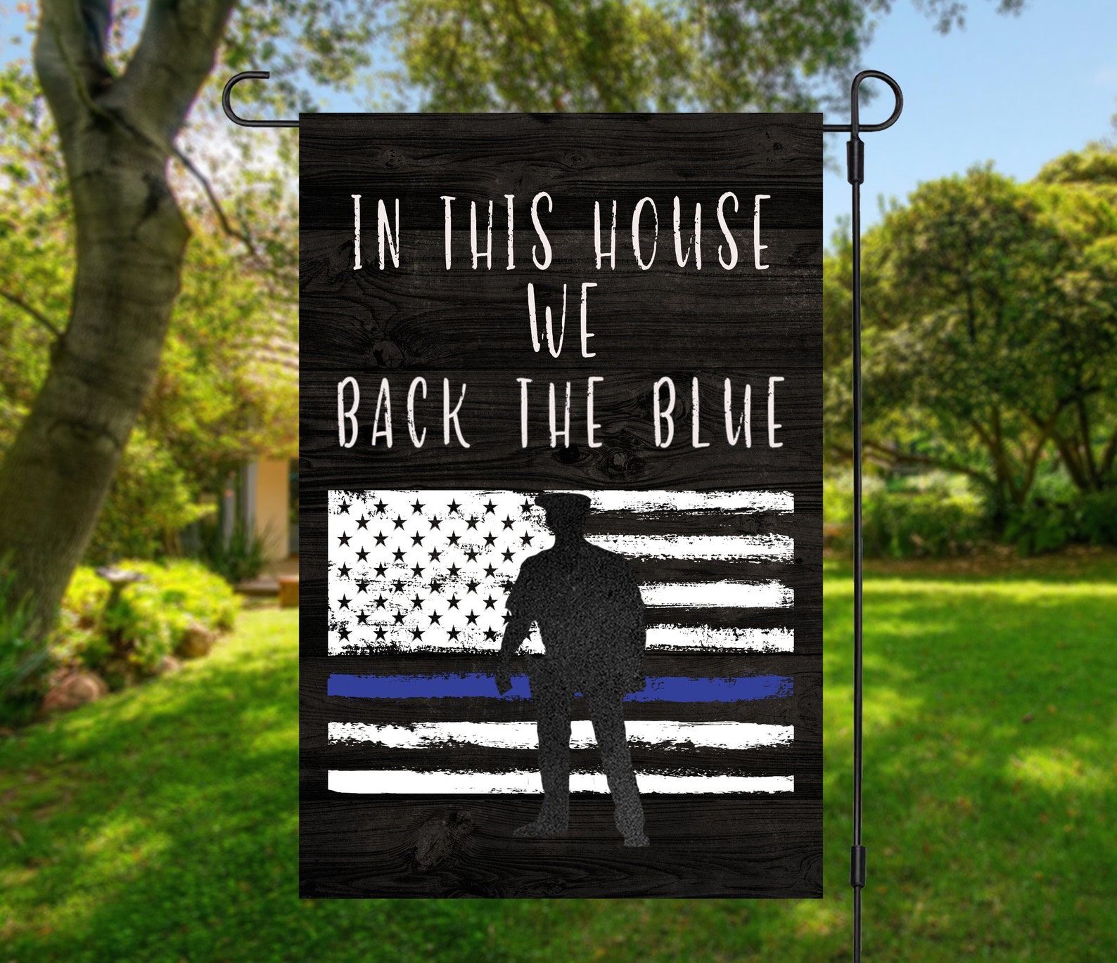 In This House We Back the Blue Garden Flag Digital Sublimation | Etsy