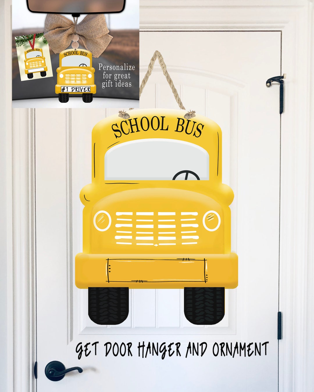 School Bus Door Hanger & Ornament Blank Spots Customize Instant ...