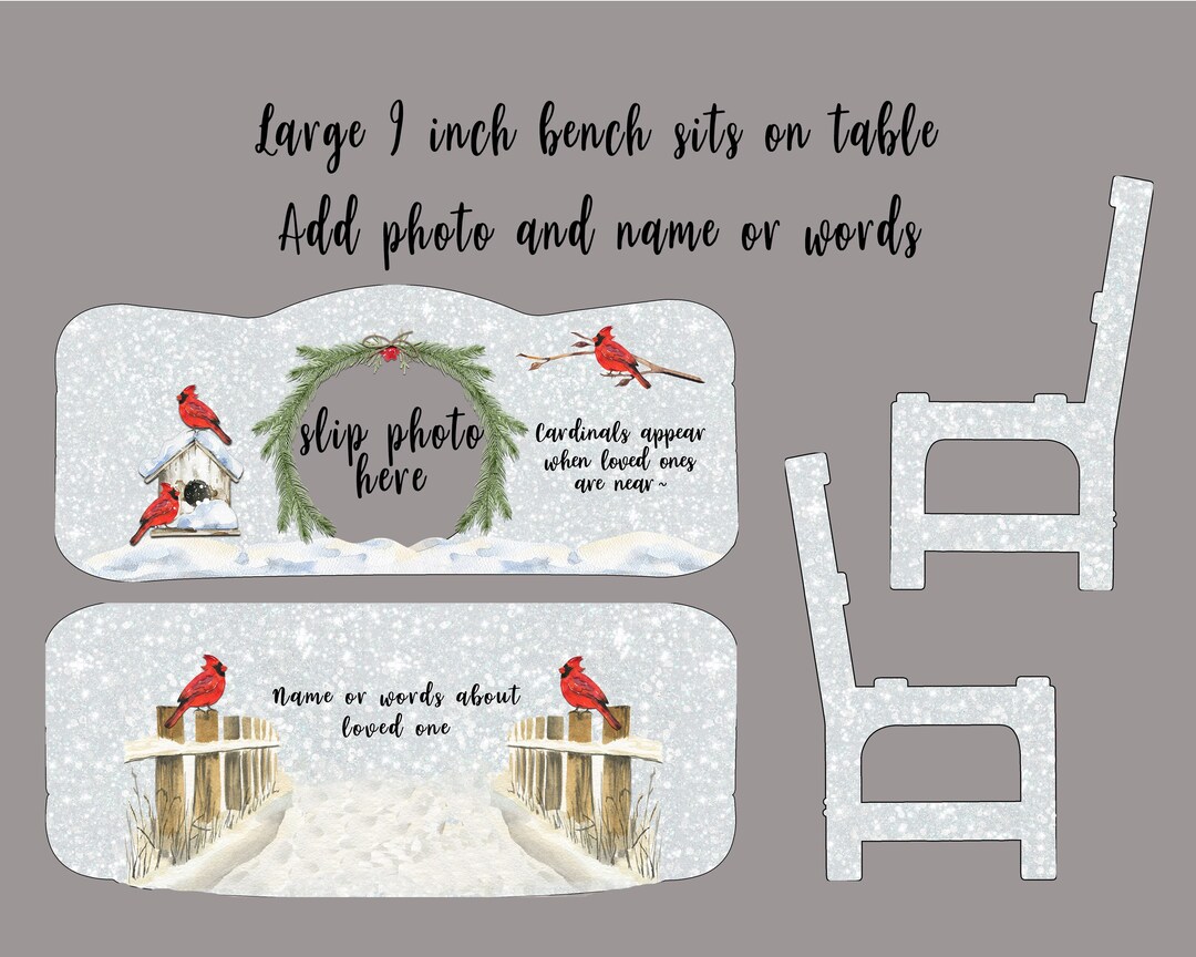 Cardinal Large Memorial Bench With Frame for Photo and Room to Add ...