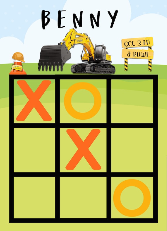 Cute Construction Tic Tac Toe Board With Room to Add Name - Etsy