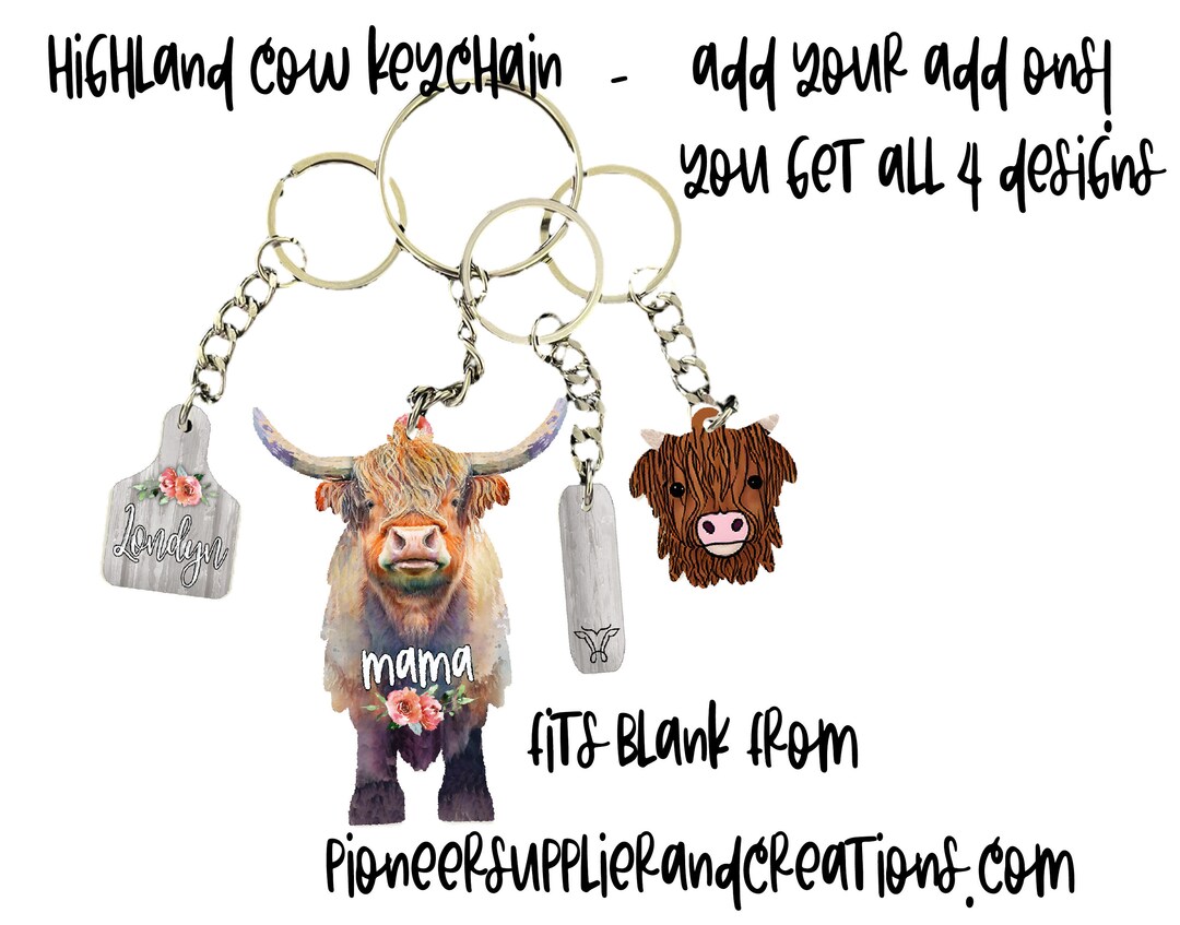Highland Cow Keychain With Add Ons Get All 5 Designs Fits Www ...