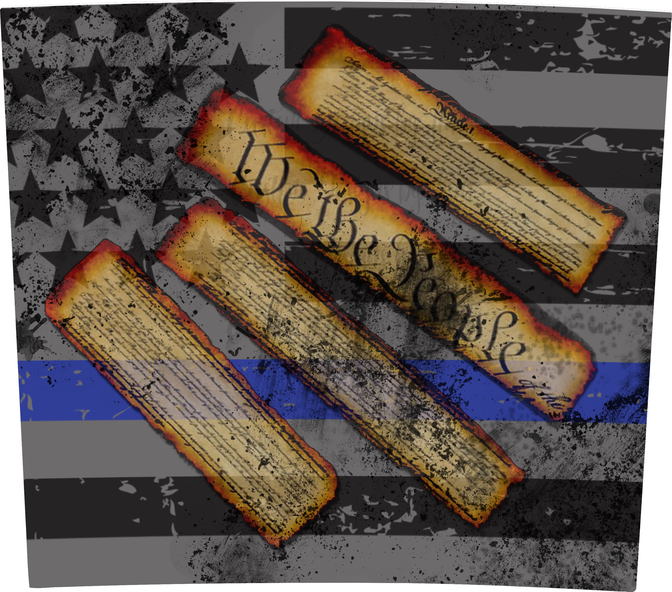 Constitution 2 Versions on Thin Blue Line Flag Grunge Style - Etsy