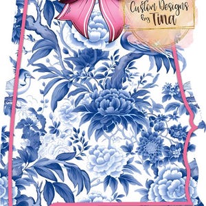 Blue Chinoiserie Toile Alabama State Shape & Blank Ornament Instant ...