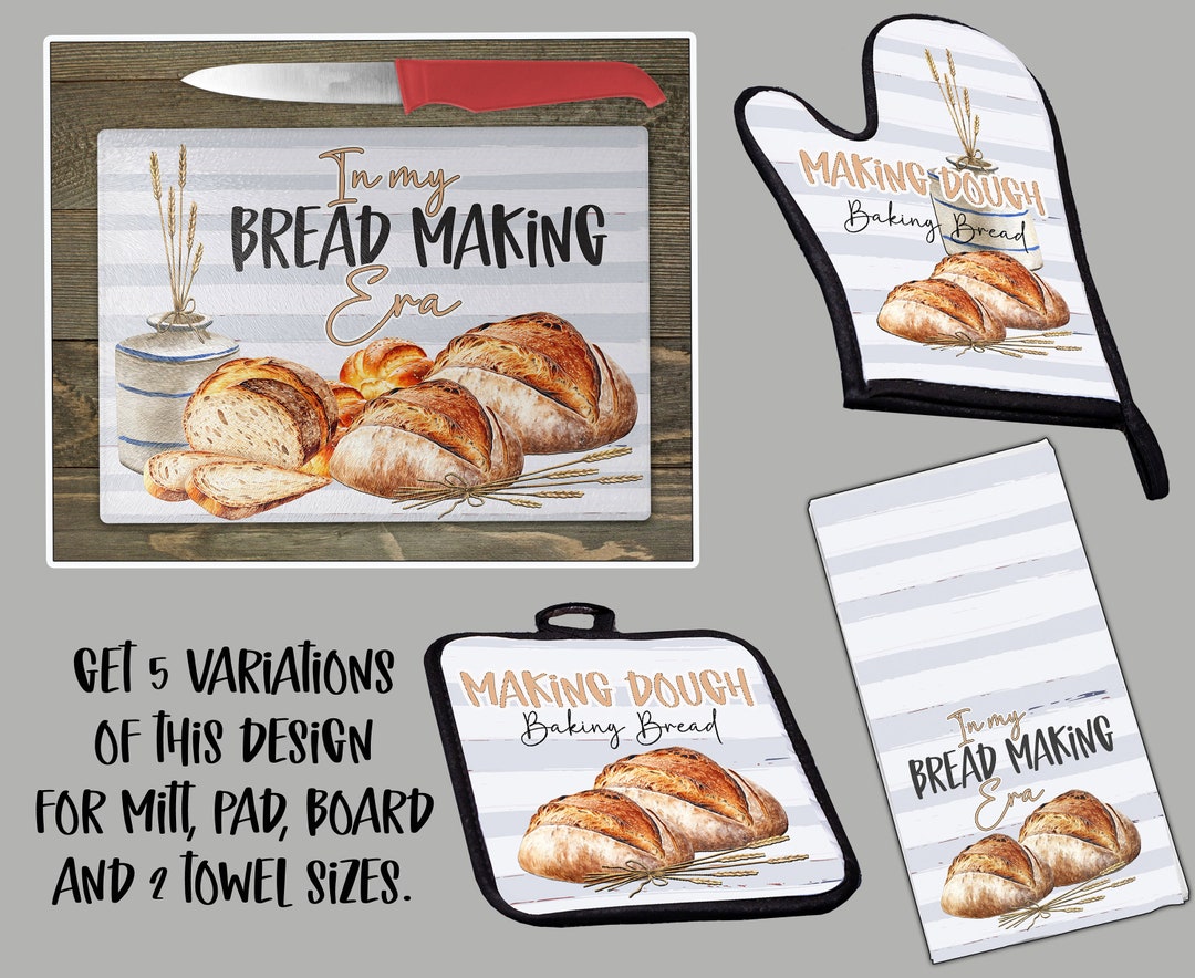 Bread Making Era Cutting Board Oven Mitt, Pot Holder and Towel in 2 ...
