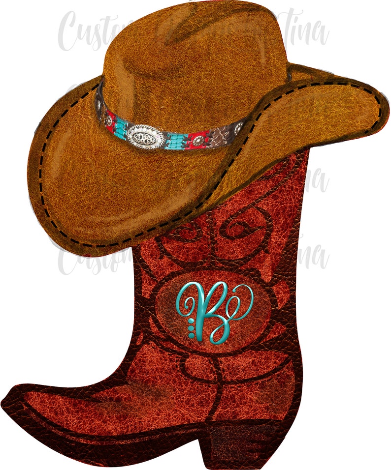 2 Designs Cowboy Boots and Hats With Space for Monogram. - Etsy
