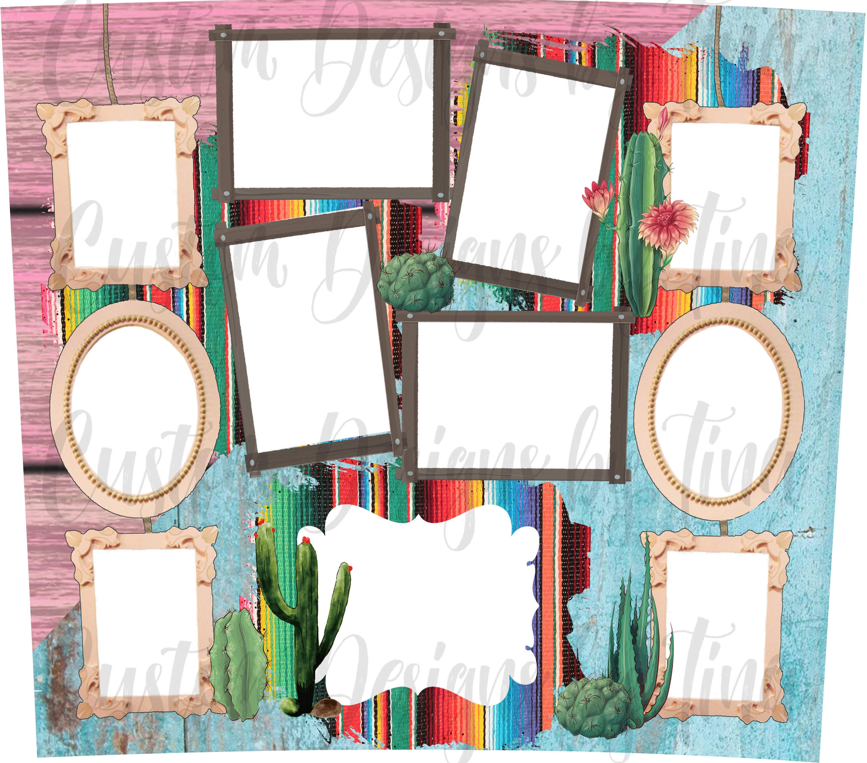 Pink & Turquoise western 11 blank photo frames you get | Etsy