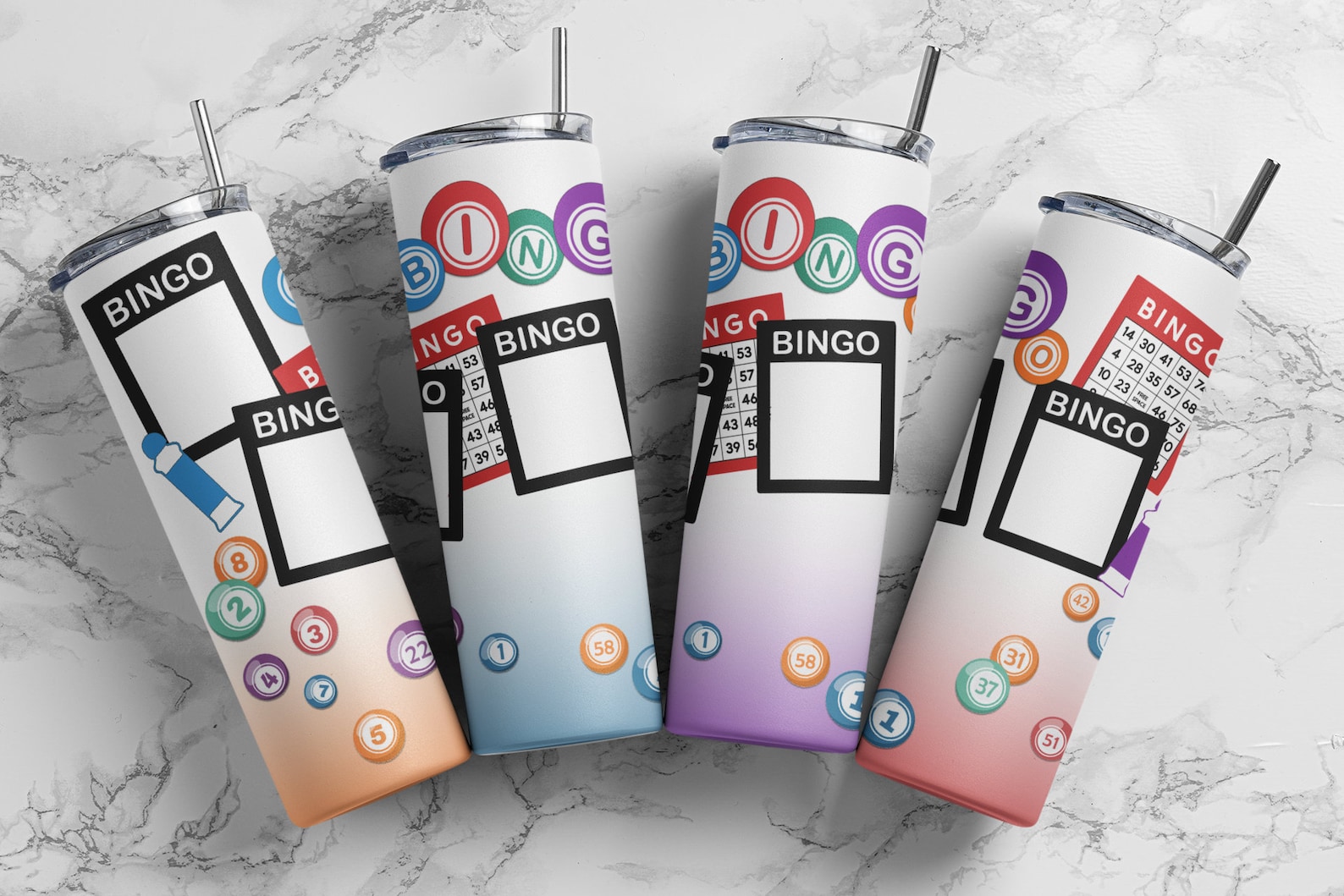 Bingo Tumbler Has 4 Photo Frames and Comes in 4 Fade Colors - Etsy