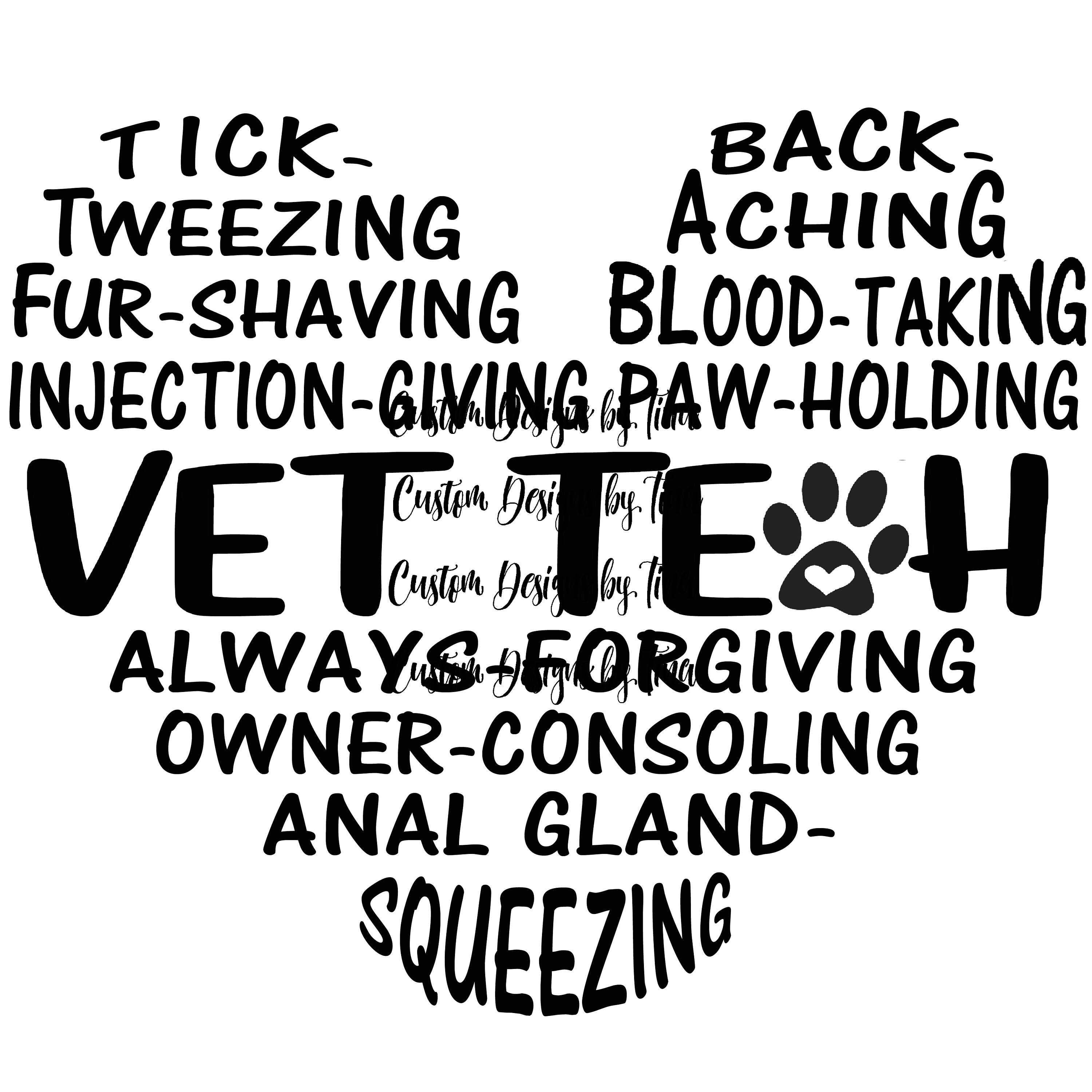 Vet Tech Words in Shape of Heart Digital Design for - Etsy